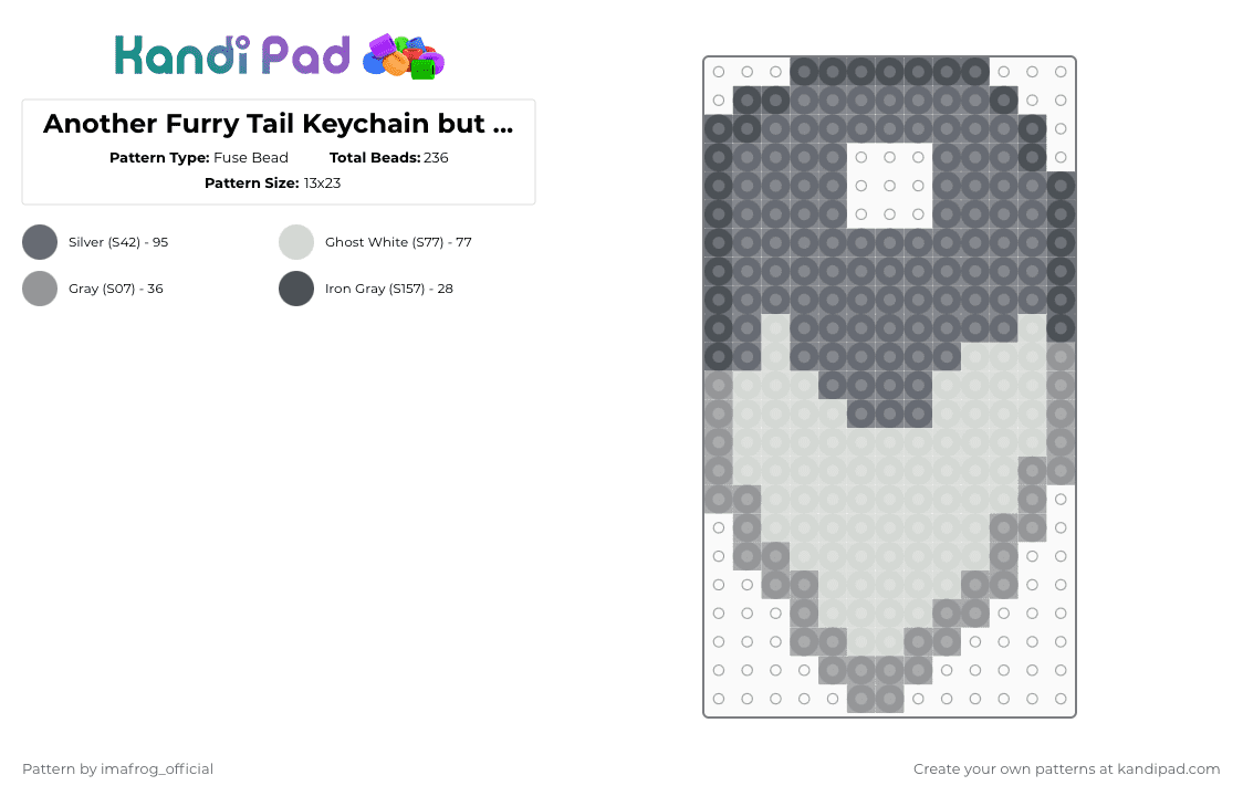 Another Furry Tail Keychain but it's a wolf one Fuse Bead Pattern ...