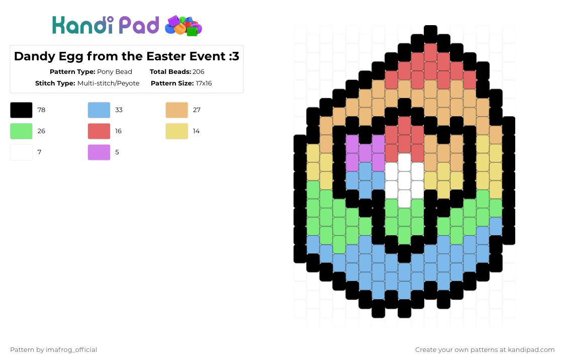 Dandy Egg from the Easter Event :3 Pony Bead Pattern - Kandi Pad ...