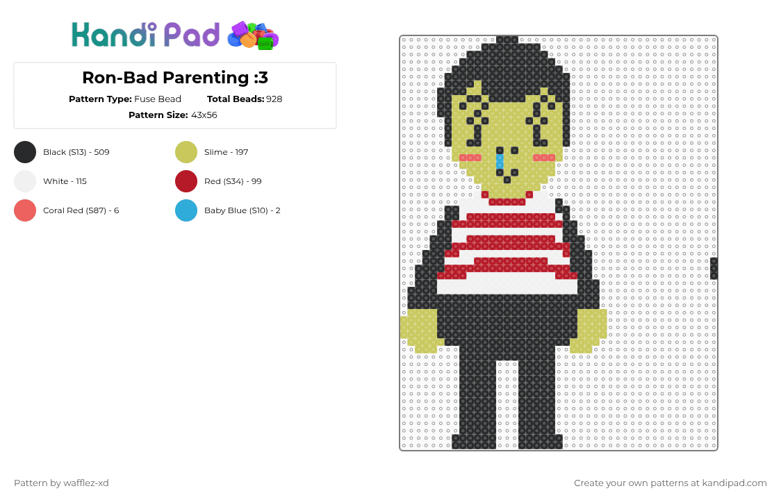 Ron-Bad Parenting :3 Fuse Bead Pattern - Kandi Pad | Kandi Patterns ...