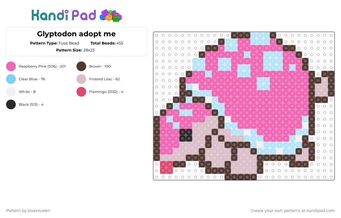 Glyptodon adopt me Fuse Bead Pattern - Kandi Pad | Kandi Patterns, Fuse ...