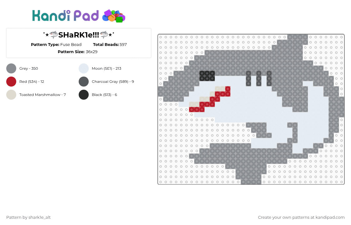🦈SHaRK1e!!!🦈⭒˙ Fuse Bead Pattern - Kandi Pad | Kandi Patterns, Fuse ...