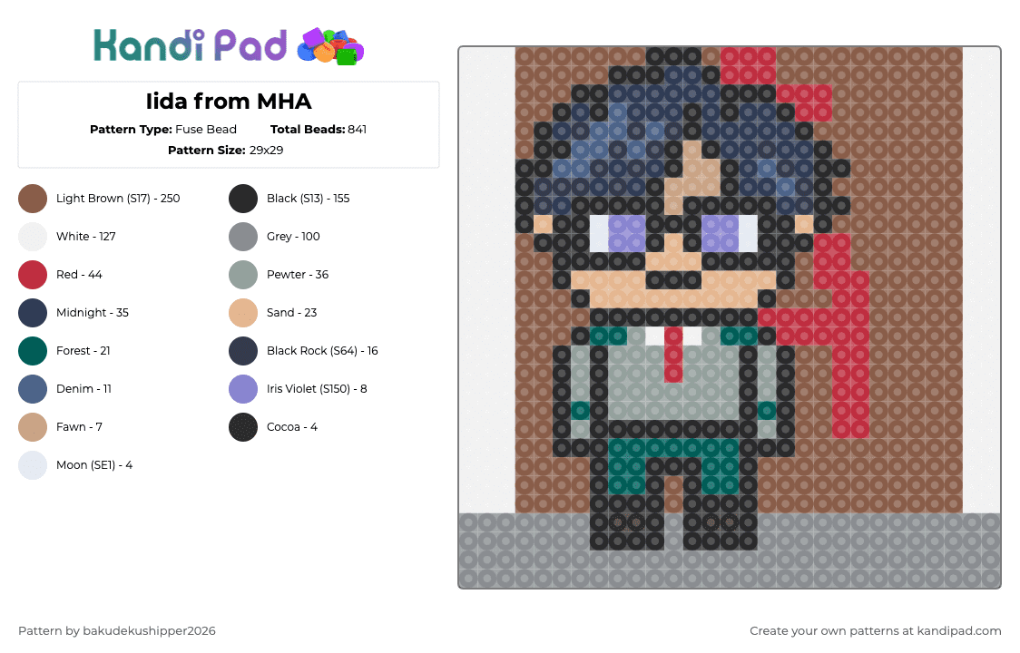 Iida from MHA Fuse Bead Pattern - Kandi Pad | Kandi Patterns, Fuse Bead ...