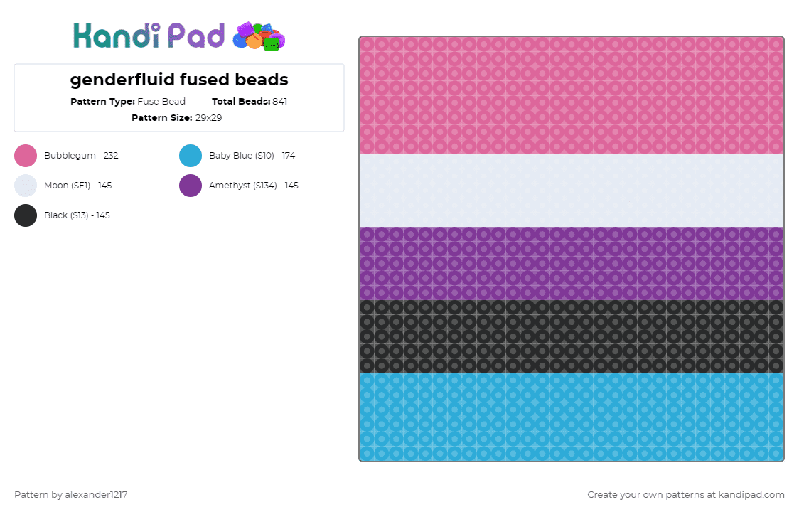 Genderfluid fused beads Fuse Bead Pattern - Kandi Pad | Kandi Patterns ...