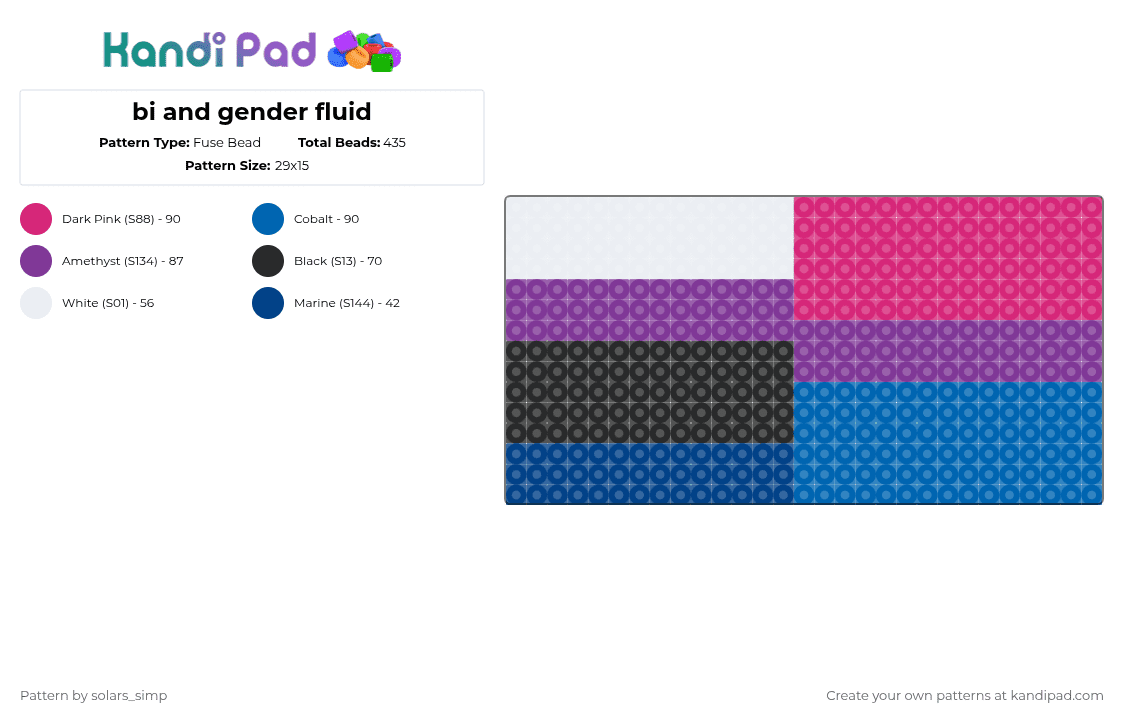 Bi and gender fluid Fuse Bead Pattern - Kandi Pad | Kandi Patterns ...