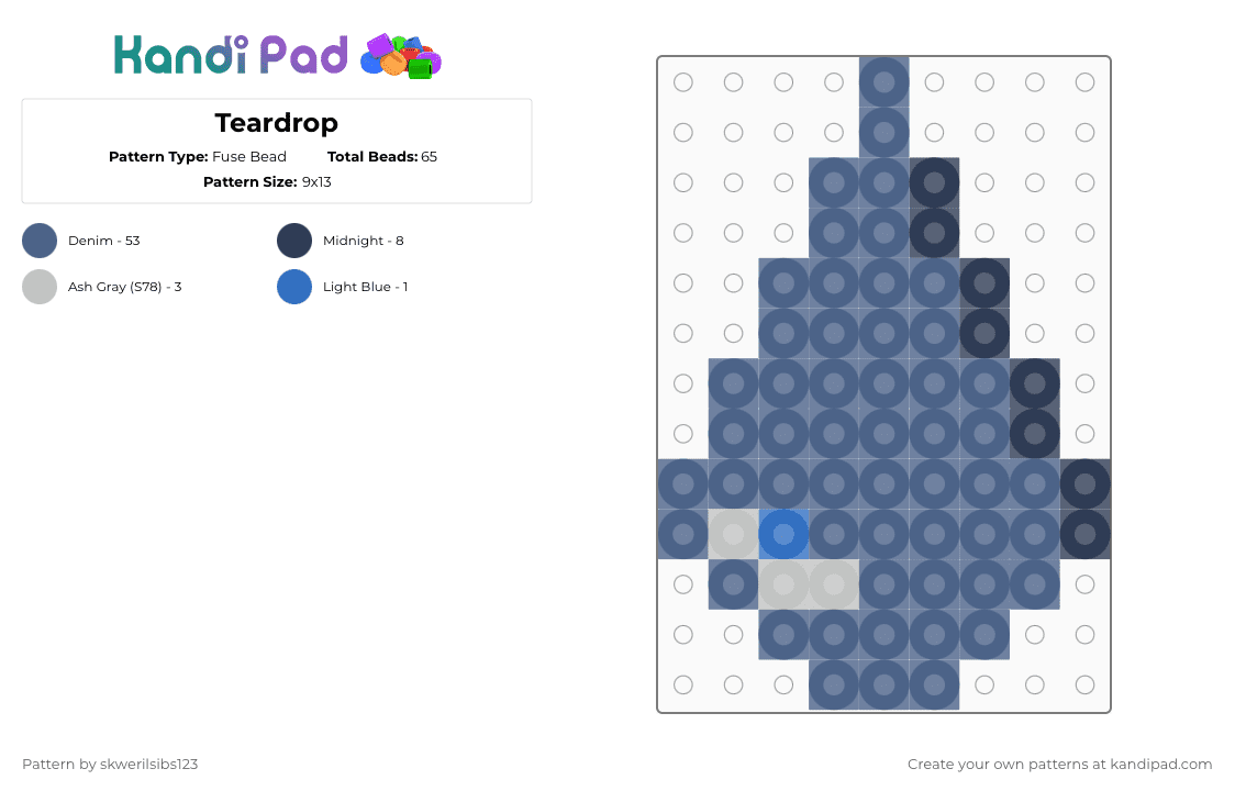 Teardrop Fuse Bead Pattern - Kandi Pad | Kandi Patterns, Fuse Bead ...