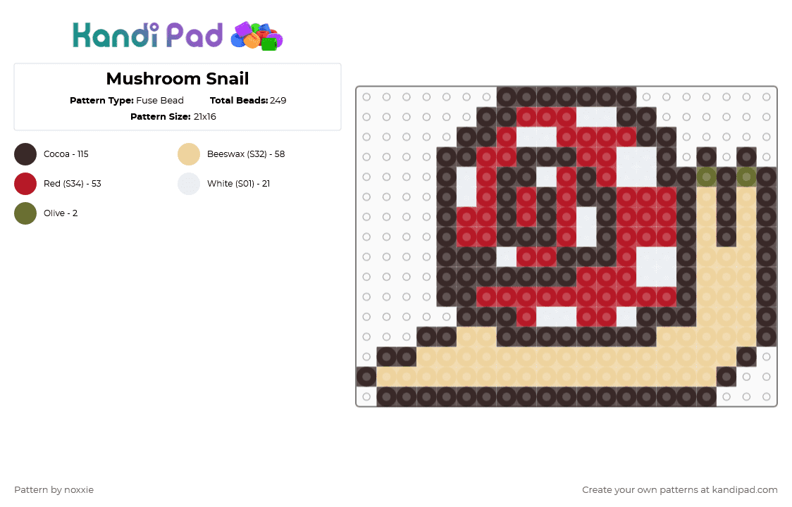 Mushroom Snail Fuse Bead Pattern - Kandi Pad | Kandi Patterns, Fuse ...