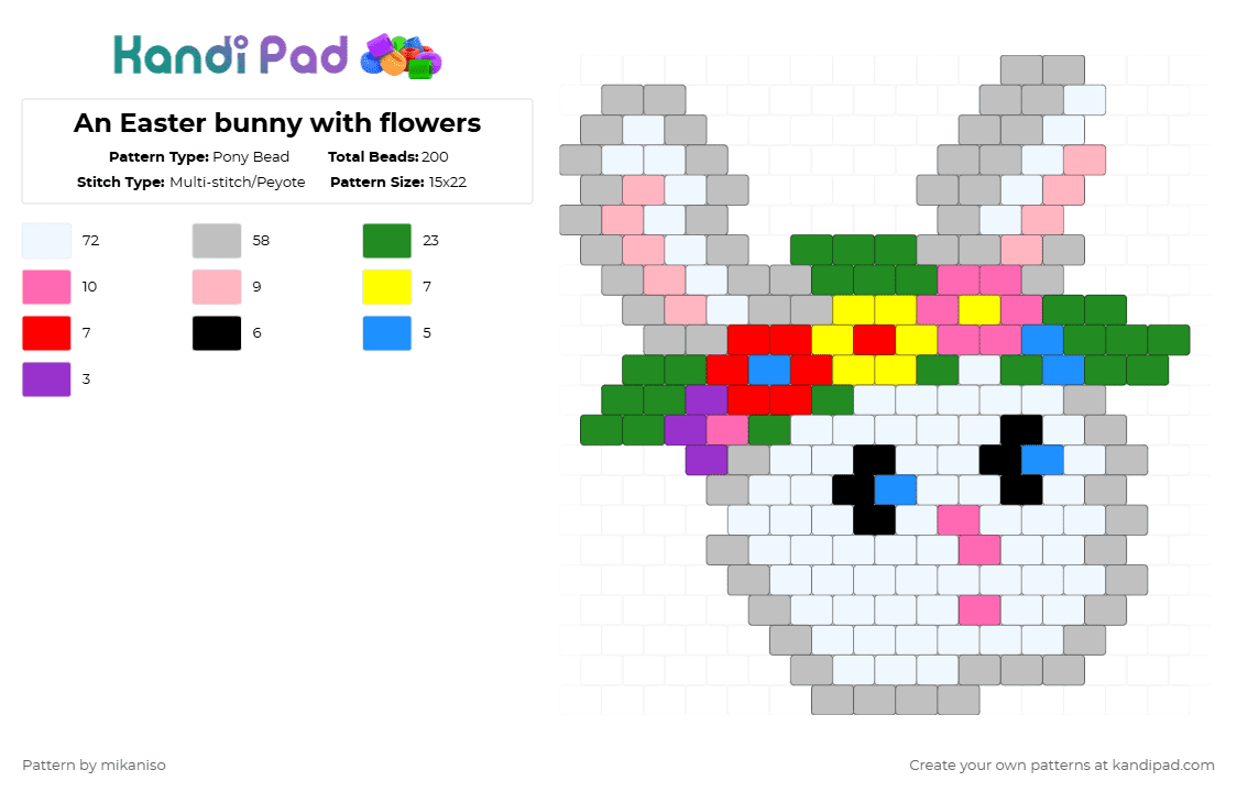 An Easter bunny with flowers Pony Bead Pattern - Kandi Pad | Kandi ...