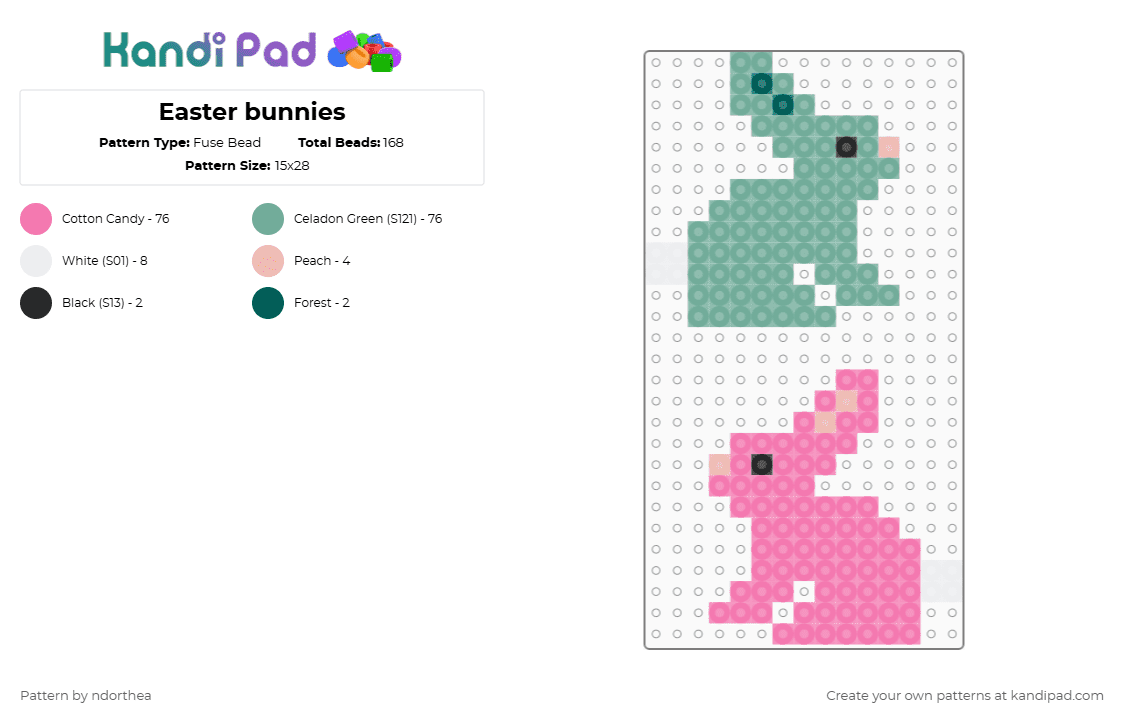 Easter bunnies Fuse Bead Pattern - Kandi Pad | Kandi Patterns, Fuse ...