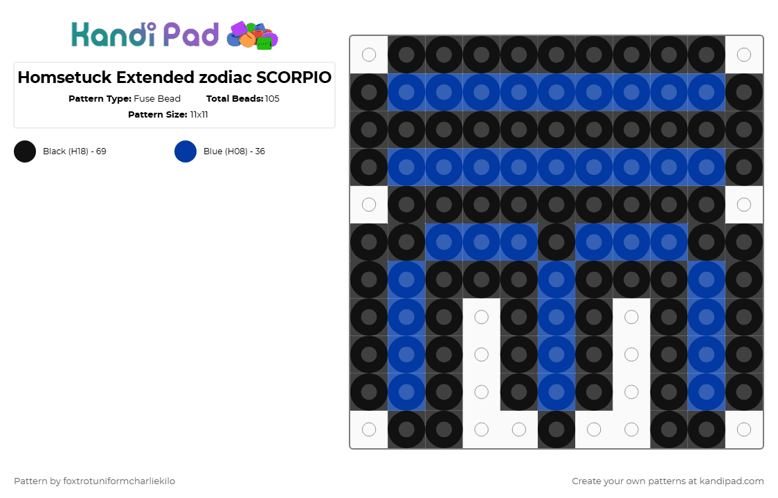 Homsetuck Extended zodiac SCORPIO Fuse Bead Pattern - Kandi Pad | Kandi ...