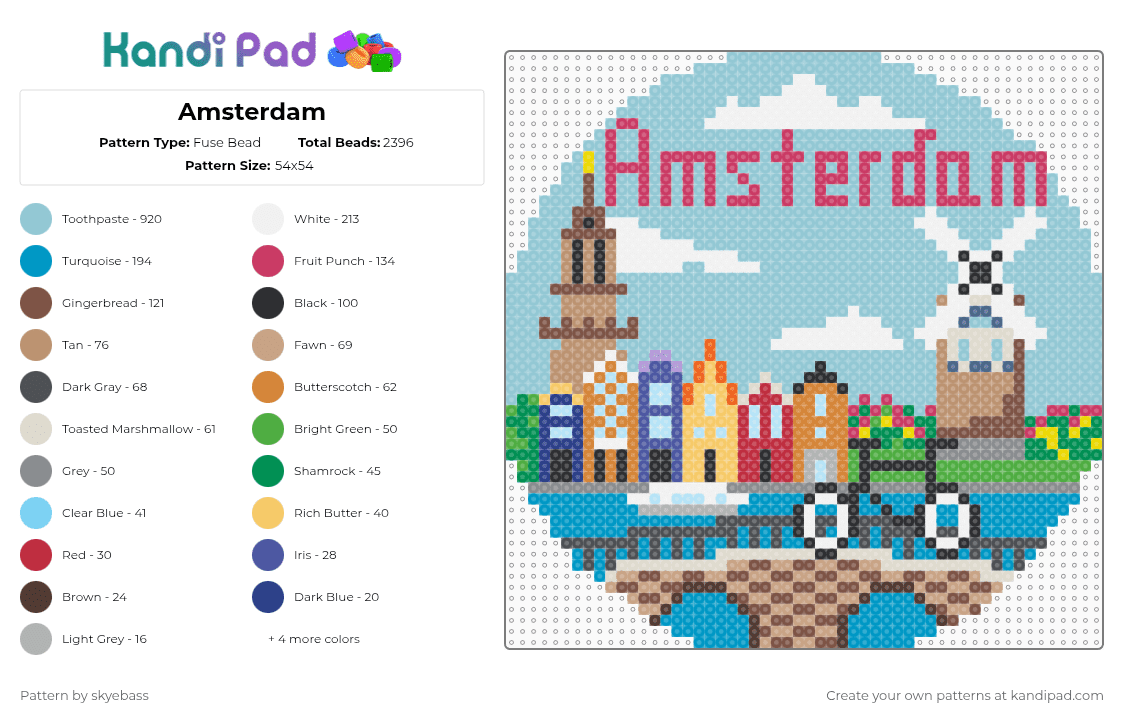 Amsterdam Fuse Bead Pattern - Kandi Pad | Kandi Patterns, Fuse Bead ...