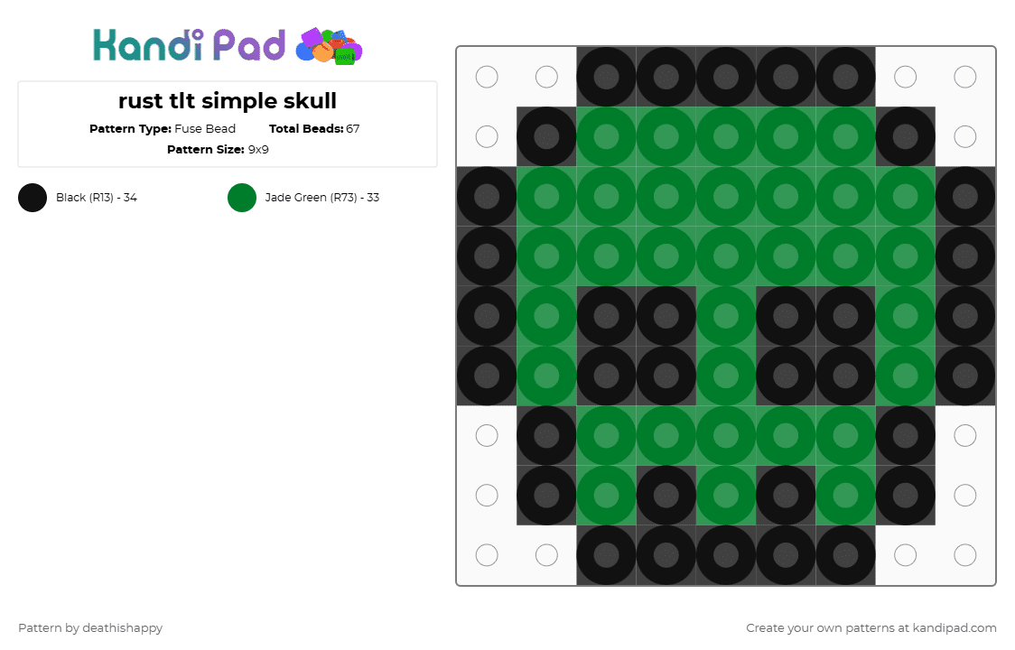 Rust tlt simple skull Fuse Bead Pattern - Kandi Pad | Kandi Patterns ...