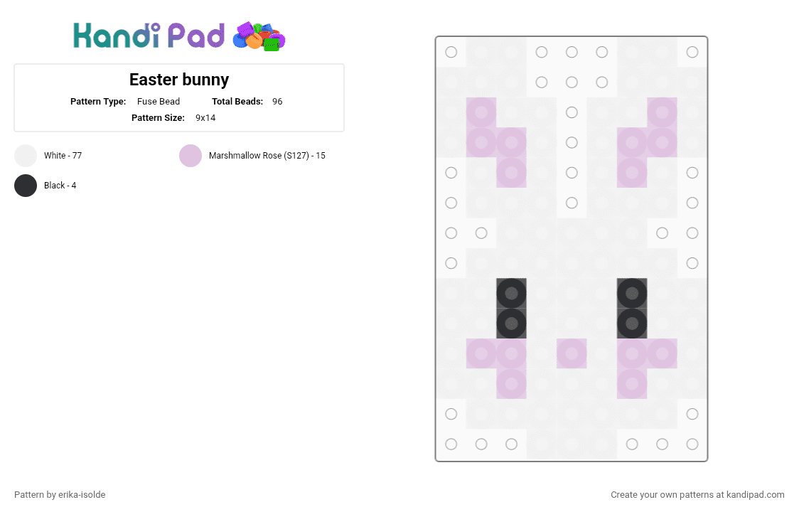 Easter bunny Fuse Bead Pattern - Kandi Pad | Kandi Patterns, Fuse Bead ...
