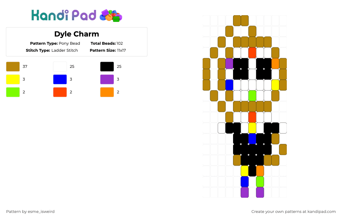 Dyle Charm Pony Bead Pattern - Kandi Pad | Kandi Patterns, Fuse Bead ...