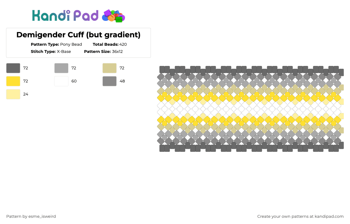 Demigender Cuff (but gradient) Pony Bead Pattern - Kandi Pad | Kandi ...