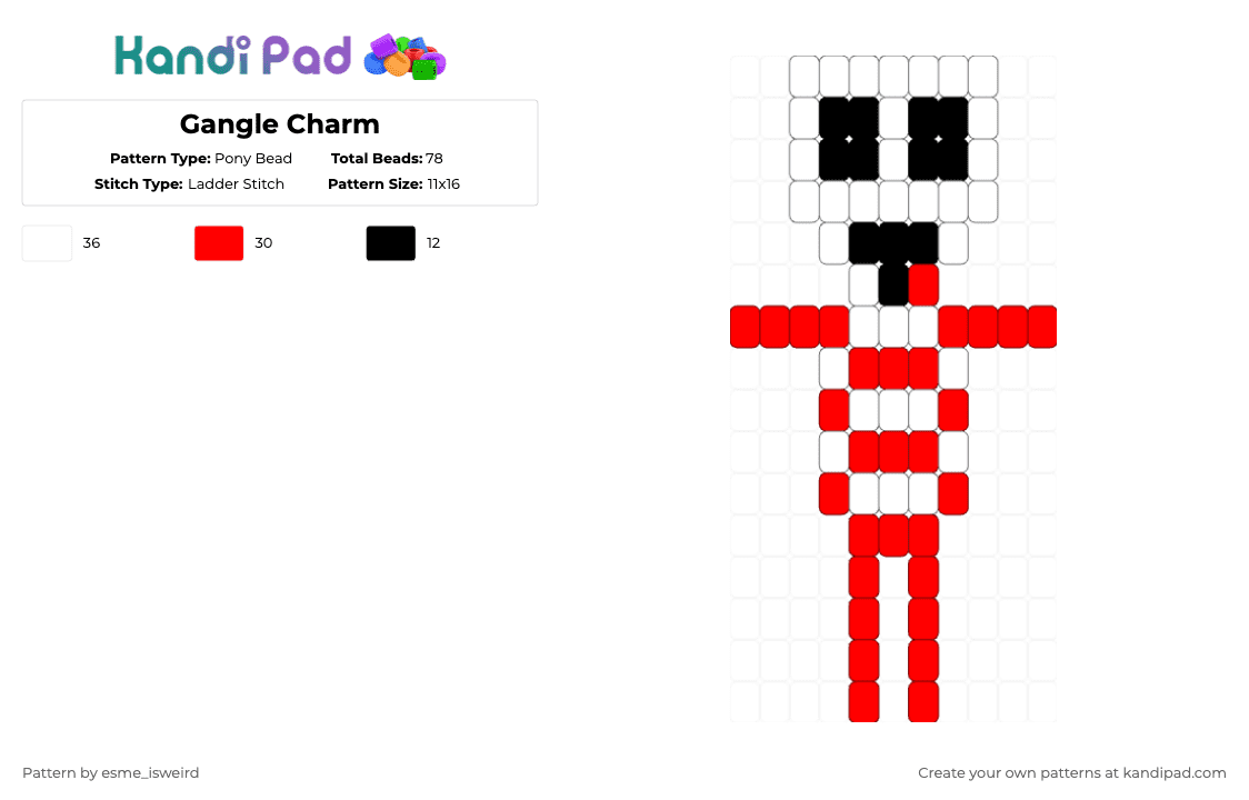 Gangle Charm Pony Bead Pattern - Kandi Pad | Kandi Patterns, Fuse Bead ...