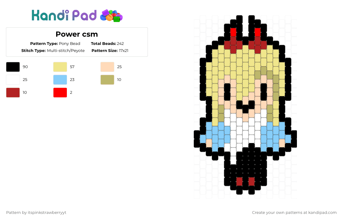 Power csm Pony Bead Pattern - Kandi Pad | Kandi Patterns, Fuse Bead ...