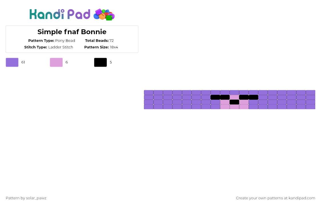 Simple fnaf Bonnie Pony Bead Pattern - Kandi Pad | Kandi Patterns, Fuse ...