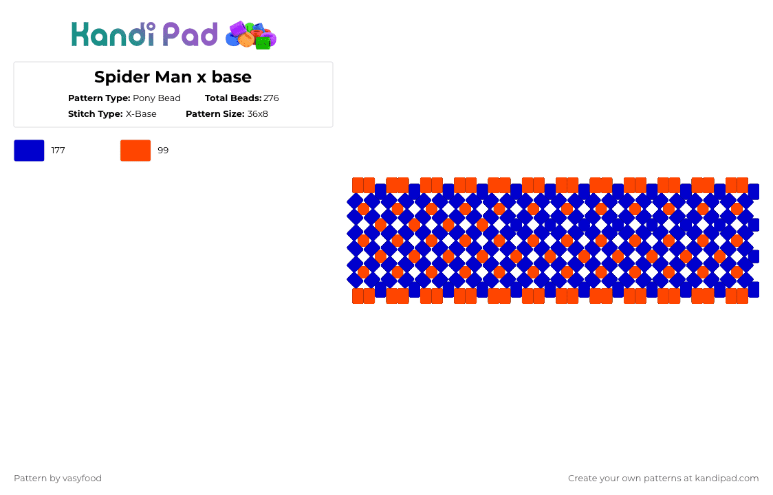 Spider Man x base Pony Bead Pattern - Kandi Pad | Kandi Patterns, Fuse ...
