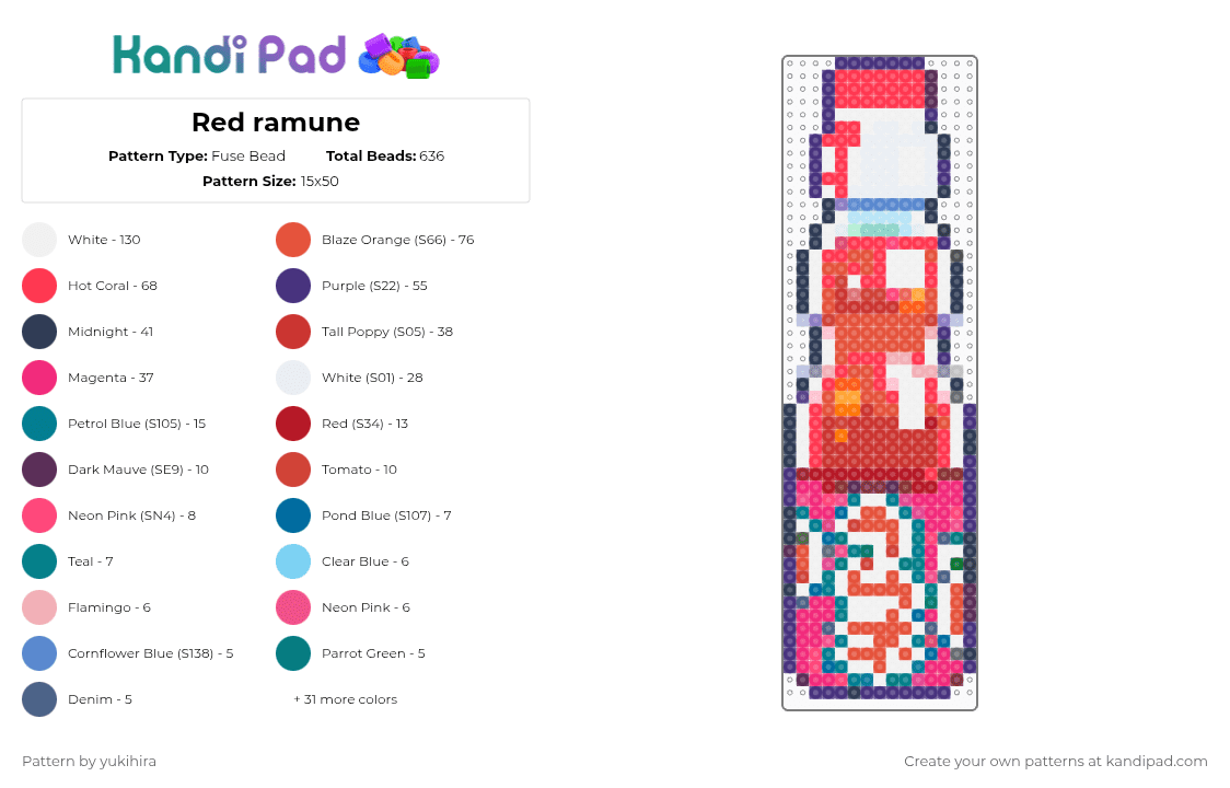 Red ramune Fuse Bead Pattern - Kandi Pad | Kandi Patterns, Fuse Bead ...