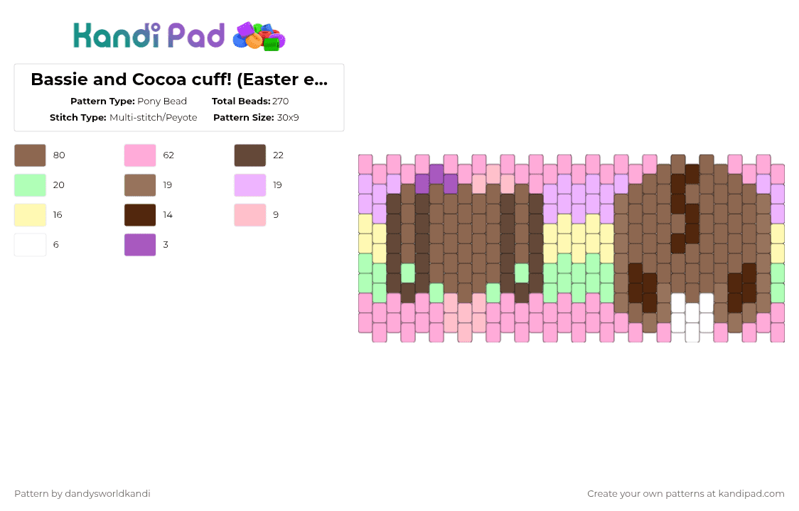 Bassie and Cocoa cuff! (Easter event!!) Pony Bead Pattern - Kandi Pad ...