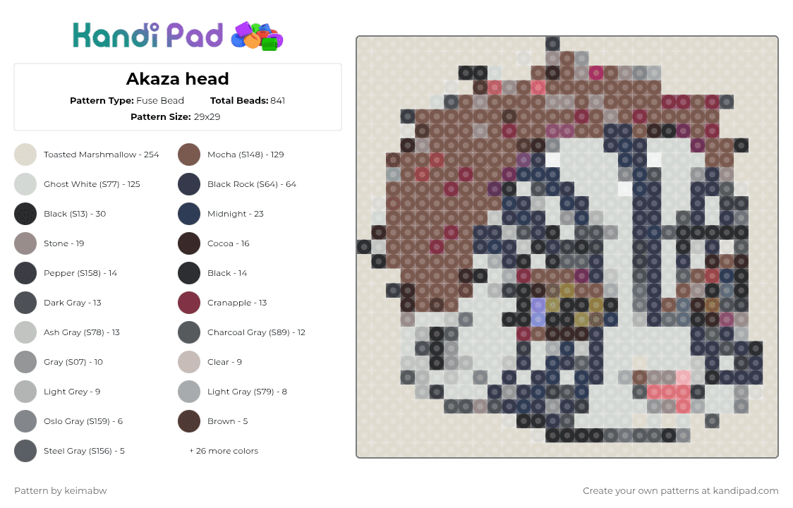 Akaza head Fuse Bead Pattern - Kandi Pad | Kandi Patterns, Fuse Bead ...