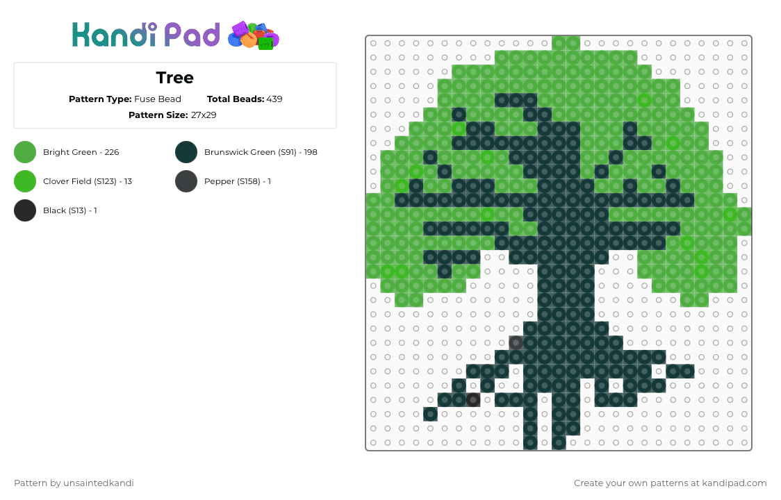 Tree Fuse Bead Pattern - Kandi Pad | Kandi Patterns, Fuse Bead Patterns ...
