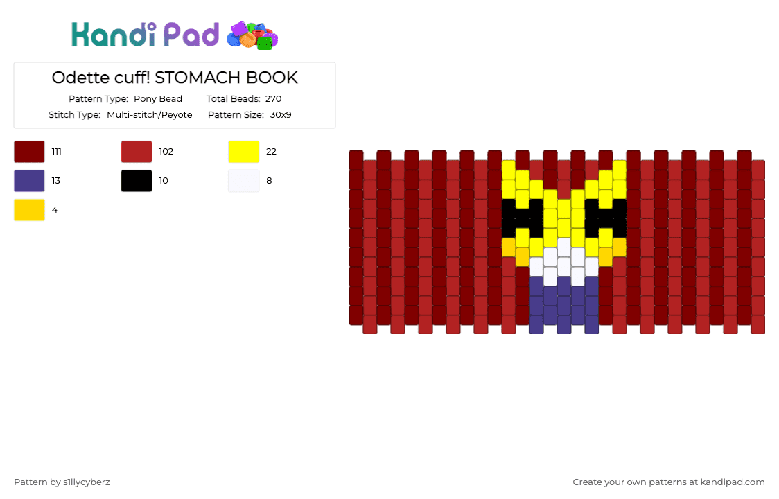 Odette Stomach Book Pony Bead Patterns - Gallery - Kandi Pad | Kandi ...