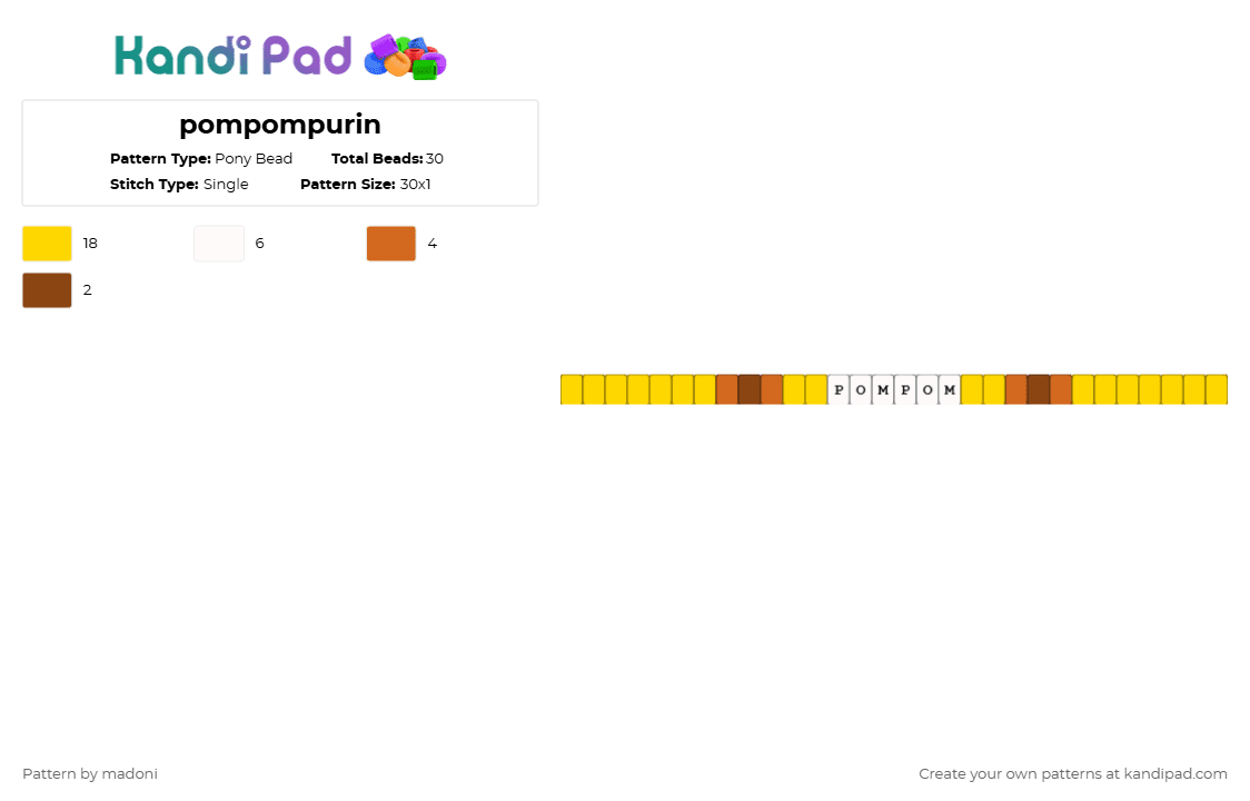 Pompompurin Pony Bead Pattern - Kandi Pad | Kandi Patterns, Fuse Bead ...
