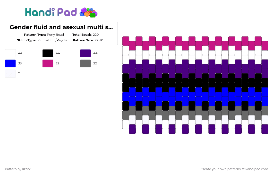 Gender fluid and asexual multi stitch Pony Bead Pattern - Kandi Pad ...