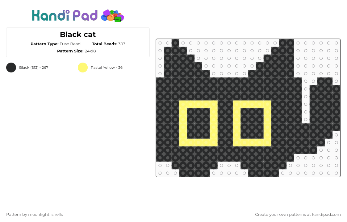 Black cat Fuse Bead Pattern - Kandi Pad | Kandi Patterns, Fuse Bead ...