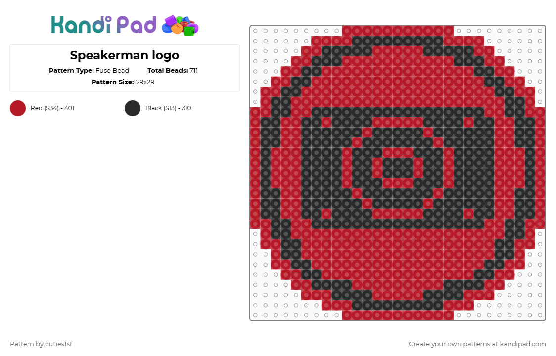 Speakerman logo Fuse Bead Pattern - Kandi Pad | Kandi Patterns, Fuse ...