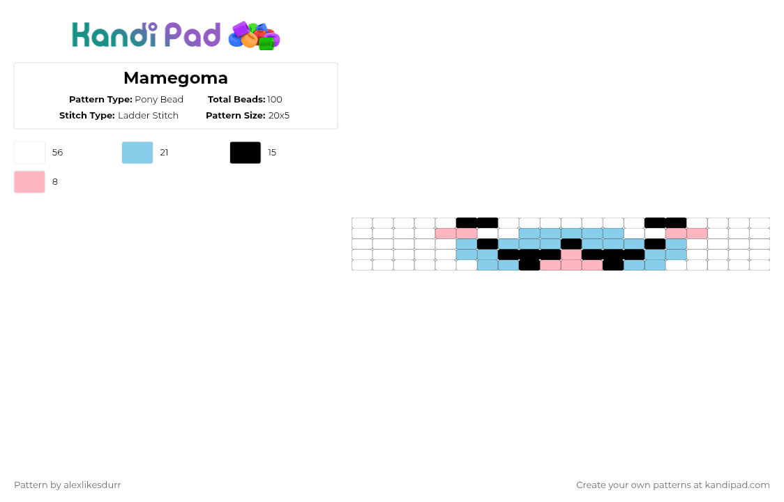 Mamegoma Pony Bead Pattern - Kandi Pad | Kandi Patterns, Fuse Bead ...