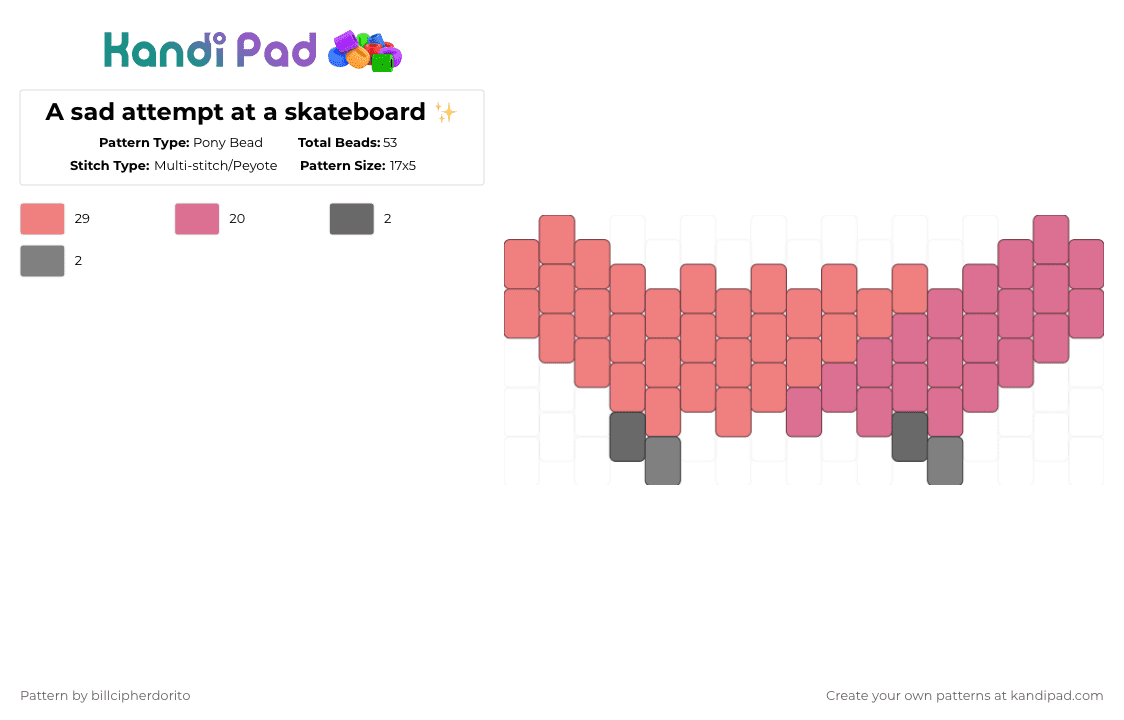 A sad attempt at a skateboard Pony Bead Pattern - Kandi Pad | Kandi ...
