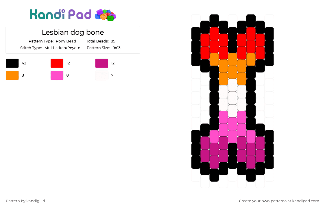 Lesbian dog bone Pony Bead Pattern - Kandi Pad | Kandi Patterns, Fuse ...