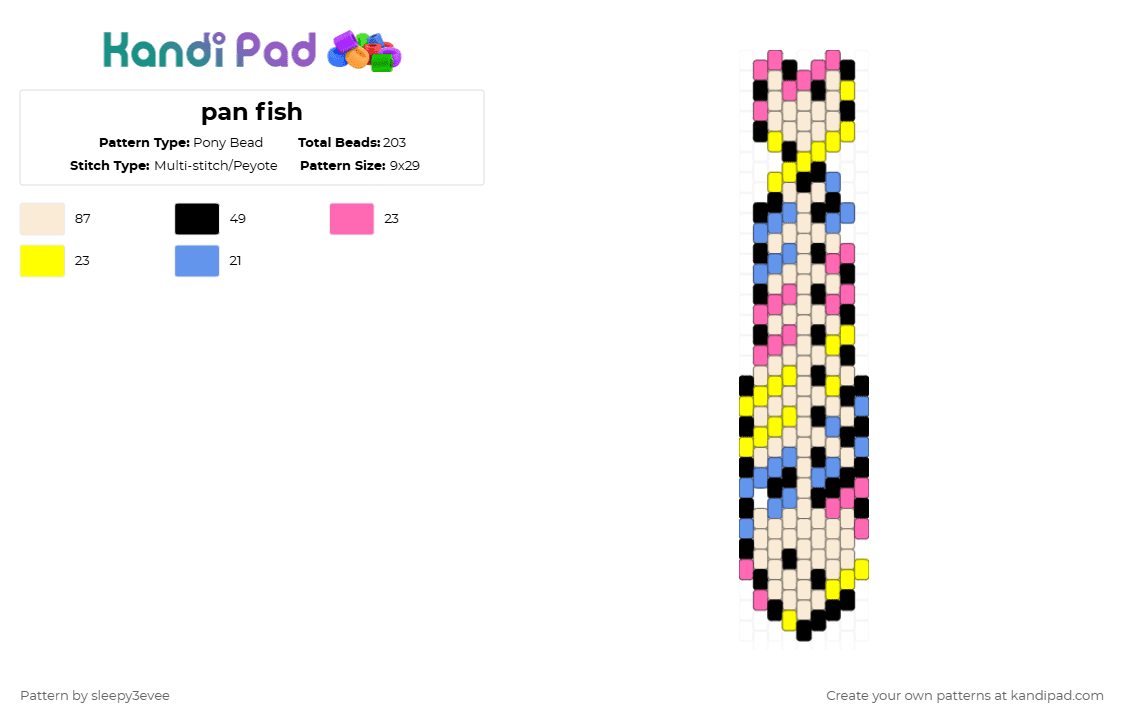 Pan fish Pony Bead Pattern - Kandi Pad | Kandi Patterns, Fuse Bead ...
