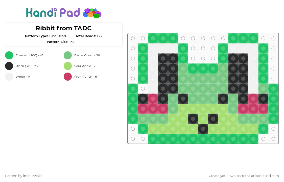 Ribbit from TADC Fuse Bead Pattern - Kandi Pad | Kandi Patterns, Fuse ...
