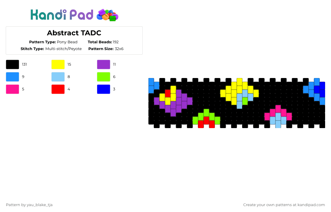 Abstract TADC Pony Bead Pattern - Kandi Pad | Kandi Patterns, Fuse Bead ...
