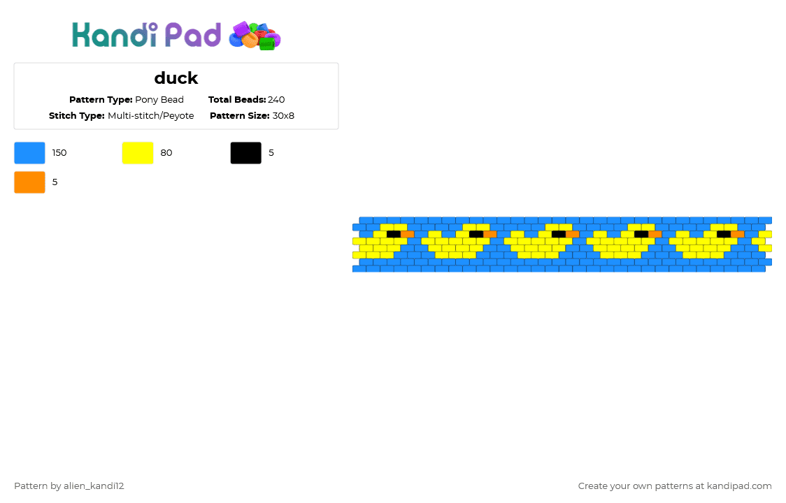 Duck Pony Bead Pattern - Kandi Pad | Kandi Patterns, Fuse Bead Patterns ...