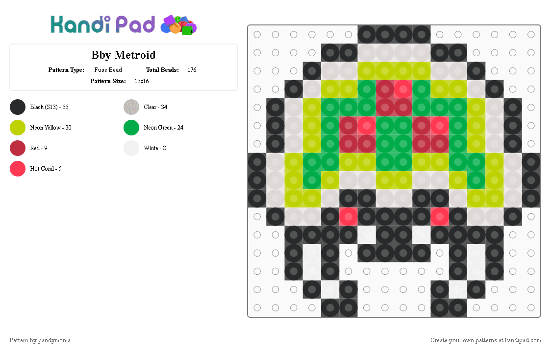 Bby Metroid Fuse Bead Pattern - Kandi Pad | Kandi Patterns, Fuse Bead ...