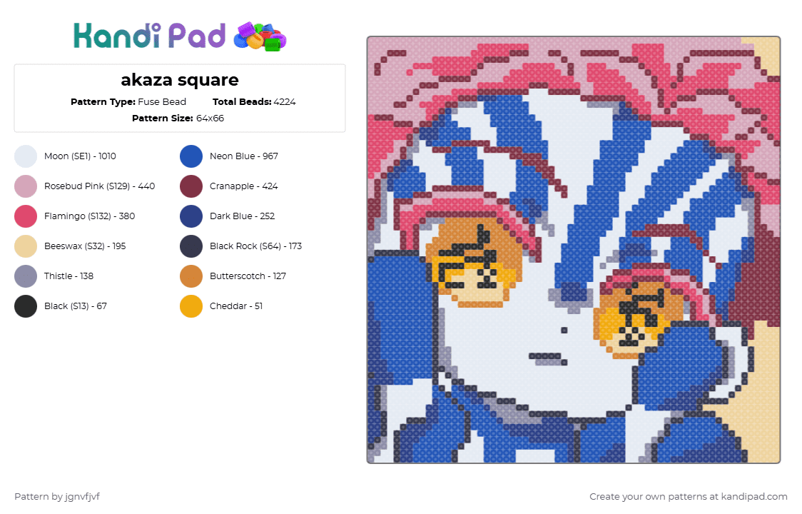 Akaza square Fuse Bead Pattern - Kandi Pad | Kandi Patterns, Fuse Bead ...