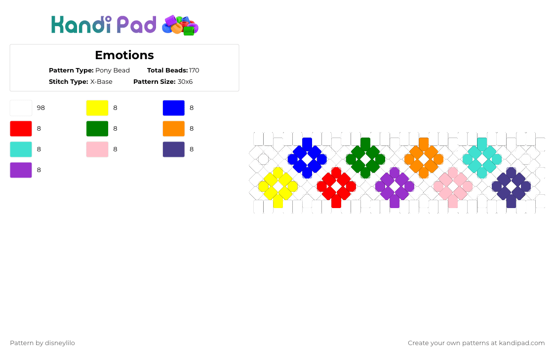Emotions Pony Bead Pattern - Kandi Pad | Kandi Patterns, Fuse Bead ...