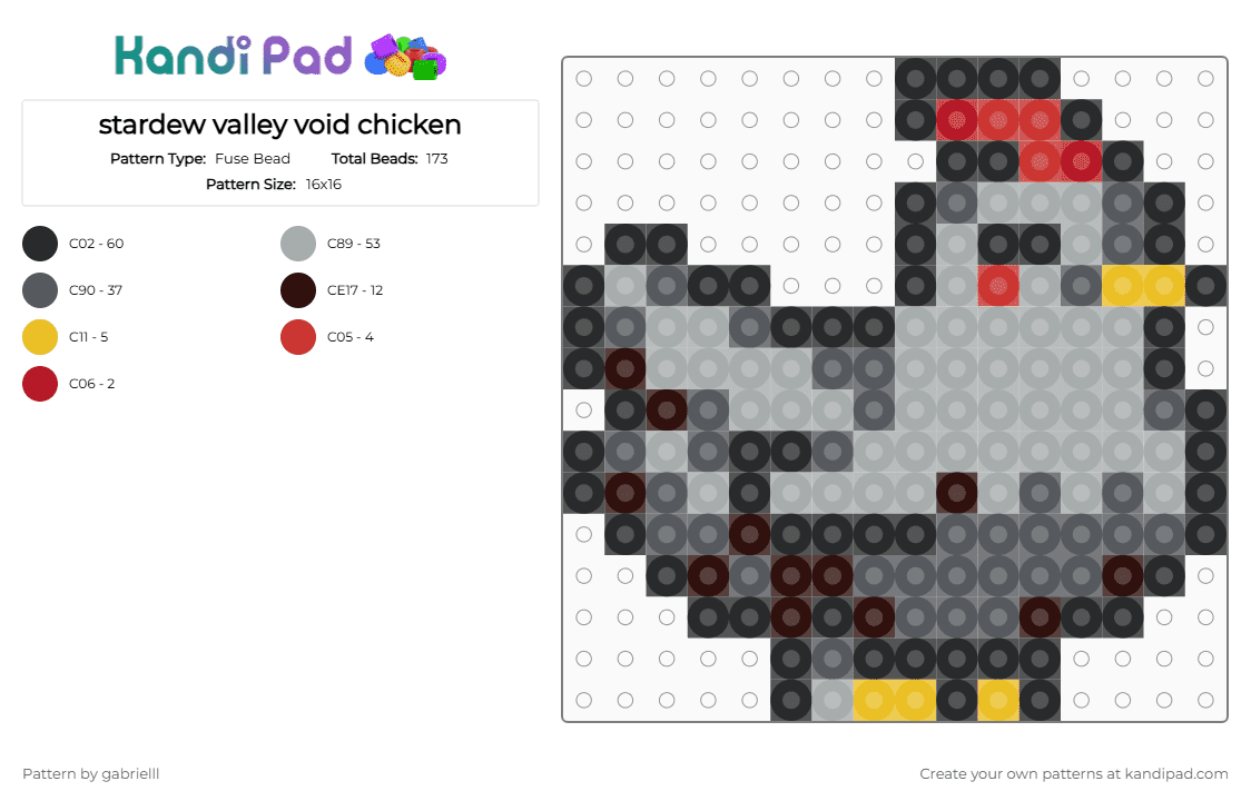 Stardew valley void chicken Fuse Bead Pattern - Kandi Pad | Kandi ...