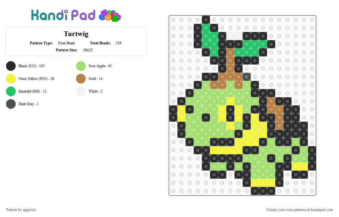 Turtwig Fuse Bead Pattern - Kandi Pad | Kandi Patterns, Fuse Bead ...