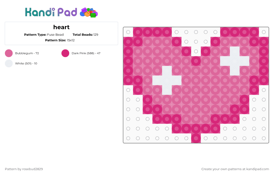 Heart Fuse Bead Pattern - Kandi Pad | Kandi Patterns, Fuse Bead ...
