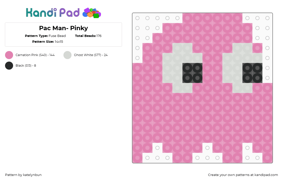 Pac Man- Pinky Fuse Bead Pattern - Kandi Pad | Kandi Patterns, Fuse ...