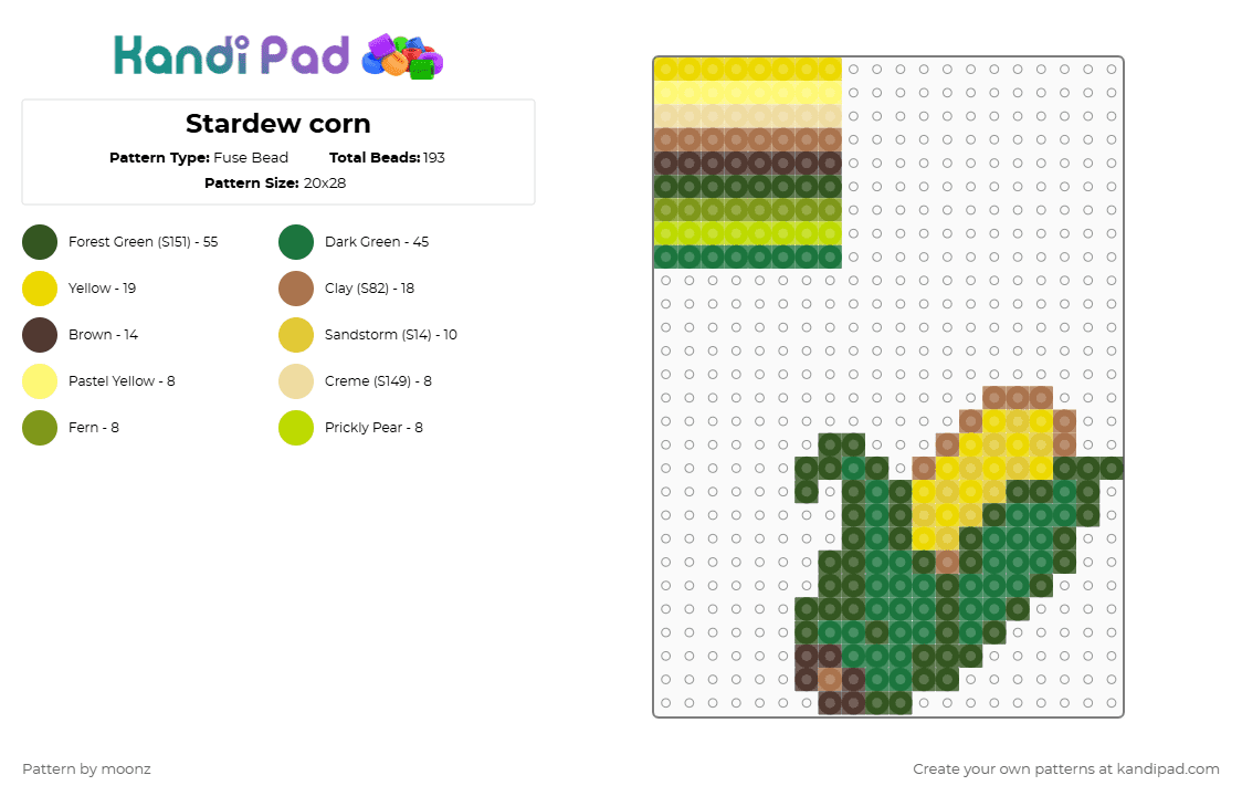 Stardew corn Fuse Bead Pattern - Kandi Pad | Kandi Patterns, Fuse Bead ...