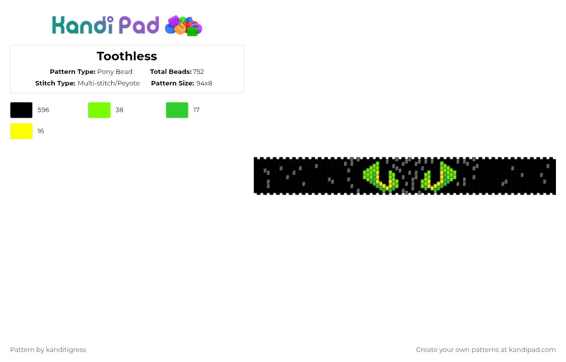 Toothless Pony Bead Pattern - Kandi Pad | Kandi Patterns, Fuse Bead ...