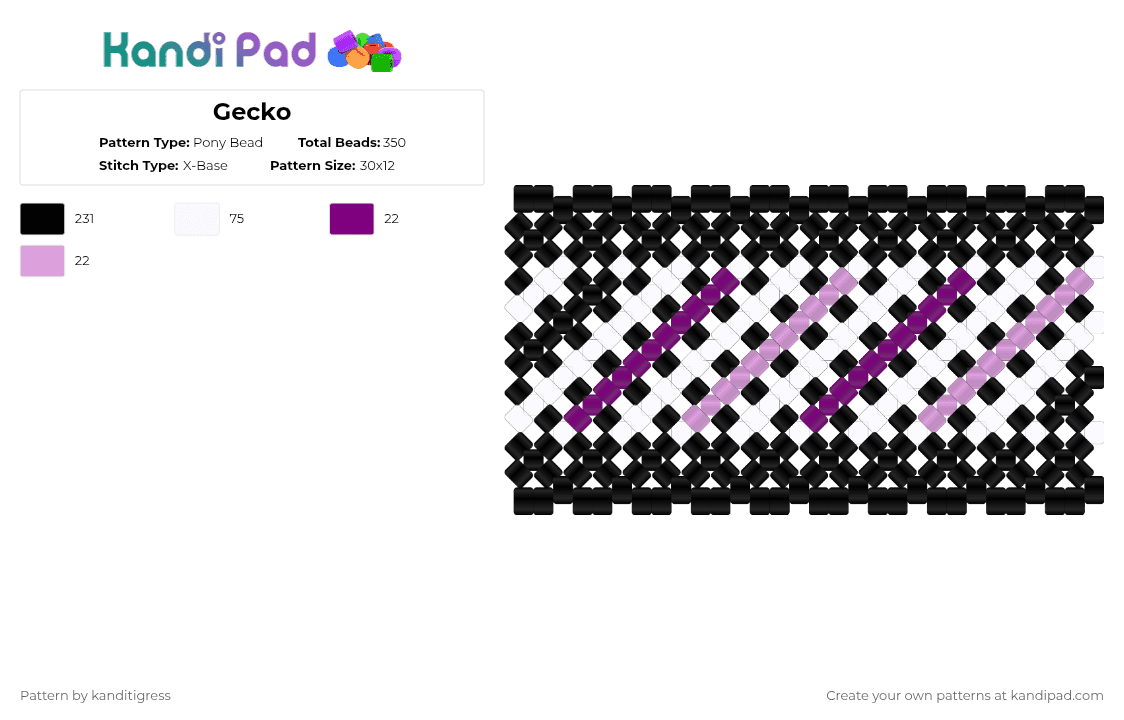 Leopard Gecko Pony Bead Patterns - Gallery - Kandi Pad | Kandi Patterns ...