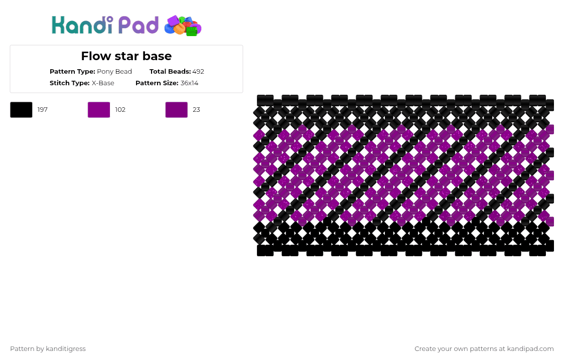 Flow star base Pony Bead Pattern - Kandi Pad | Kandi Patterns, Fuse ...