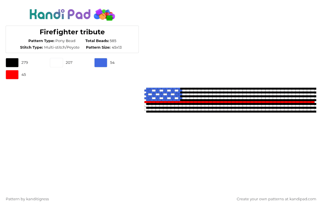 Firefighter Tribute Pony Bead Pattern Kandi Pad Kandi Patterns